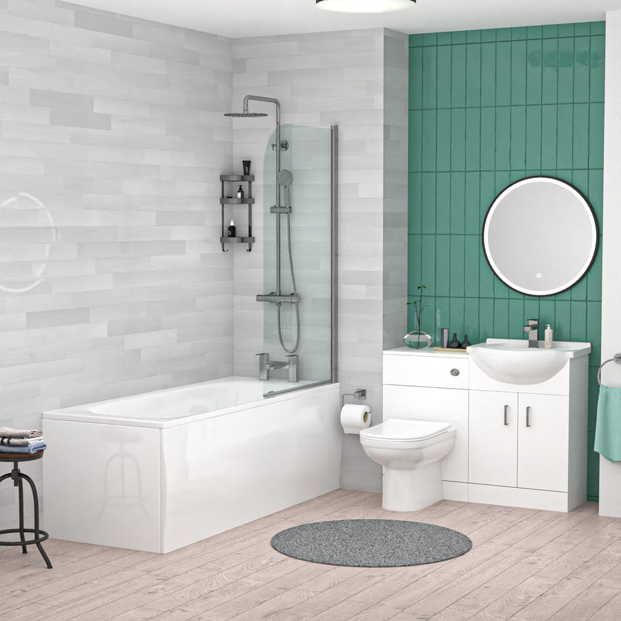 White Shower Tray Panel & Leg Set - (1000mm Panel x 2) Suitable for ...