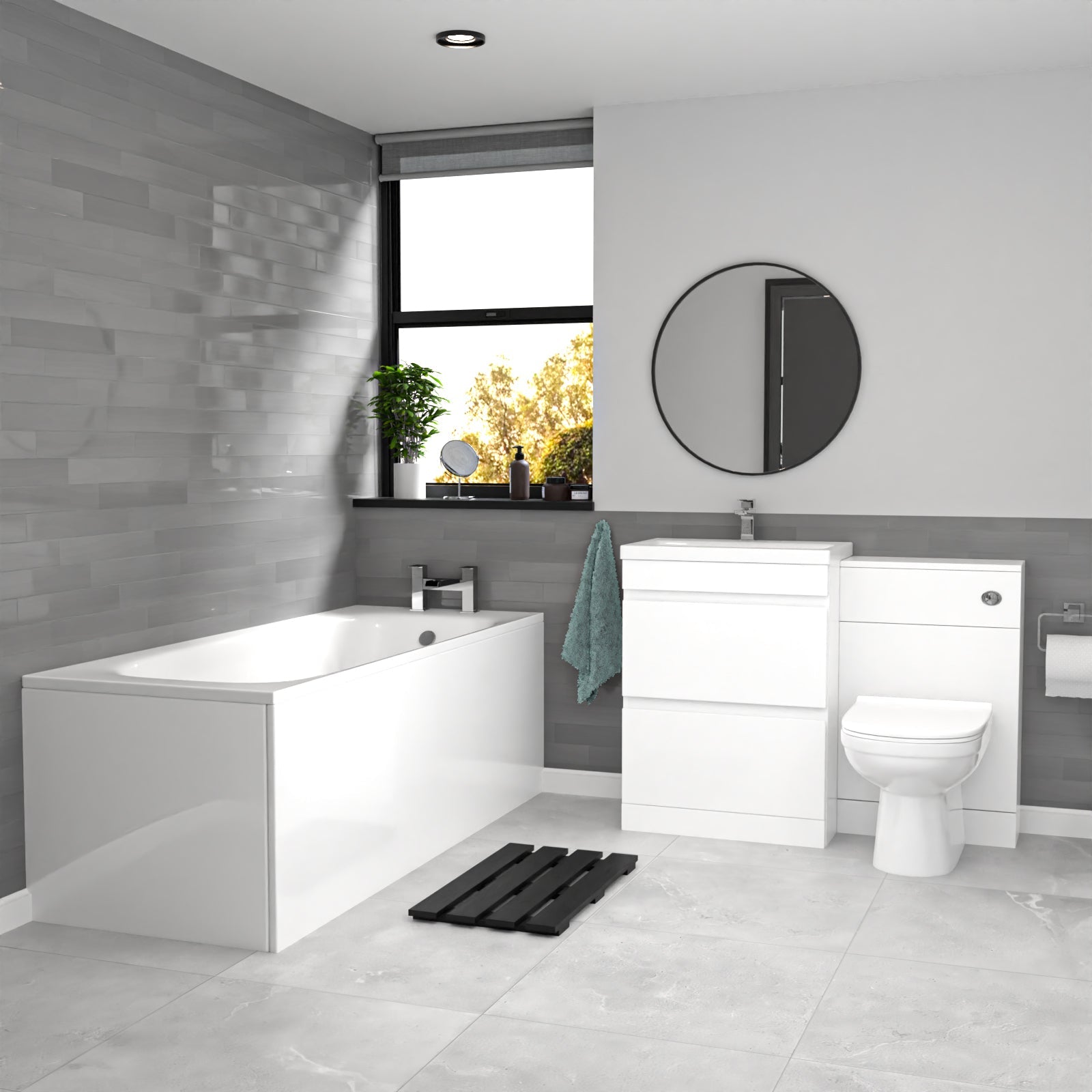 Alaska White 600mm PVC 2 Drawers Vanity WC Unit BTW Toilet and Bath Se