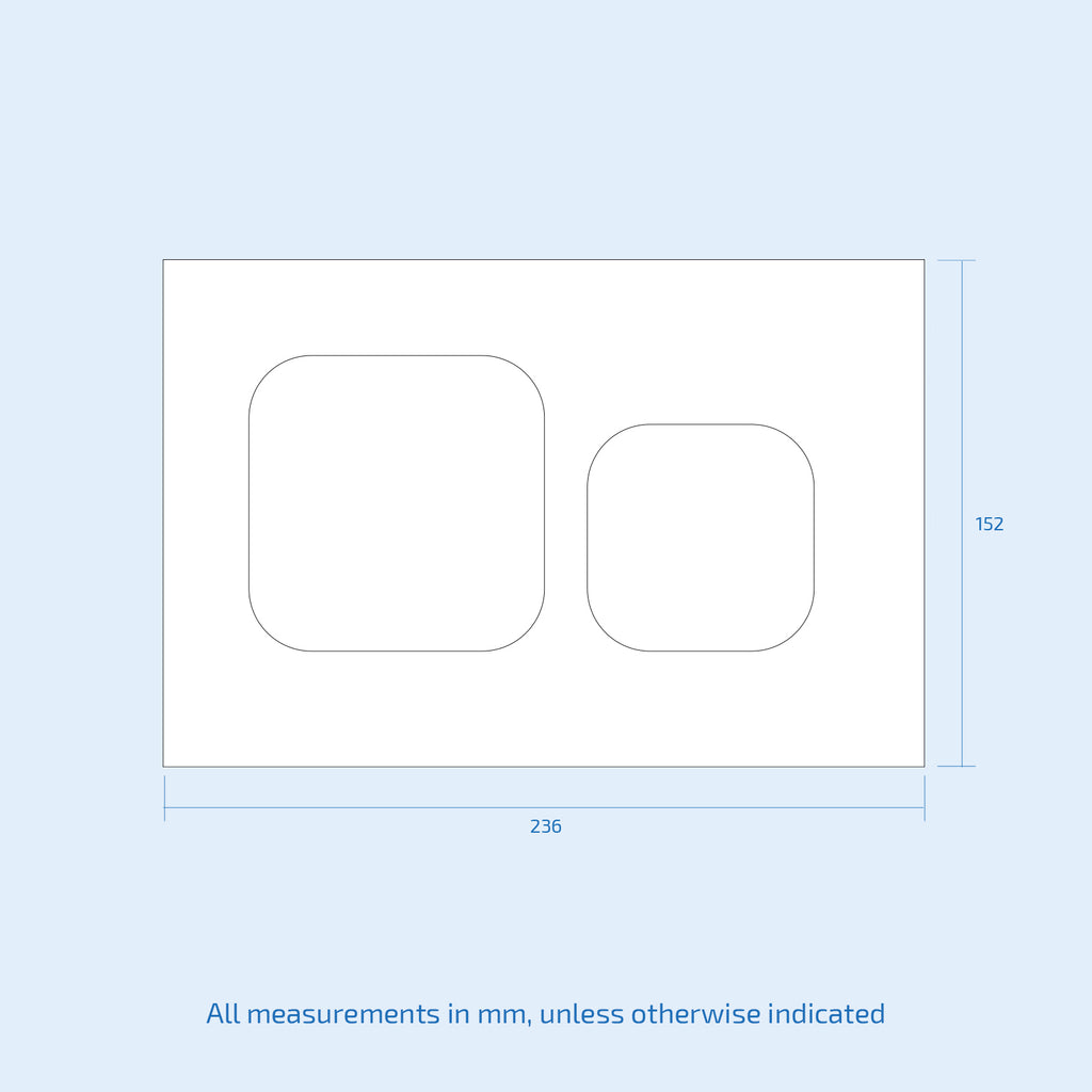Chrome Square Push Button Dual Flush Plate